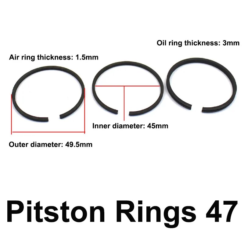 Комплект поршневых колец для воздушного компрессора 42/47/48/50/51/65 мм PR 47