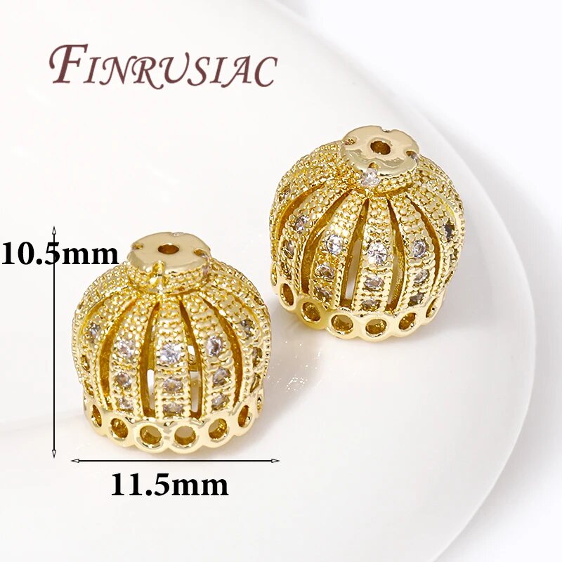 Золотые короны для браслетов FINRUSIAC, 6 штук 2 Pieces, 18K Real Gold Plated