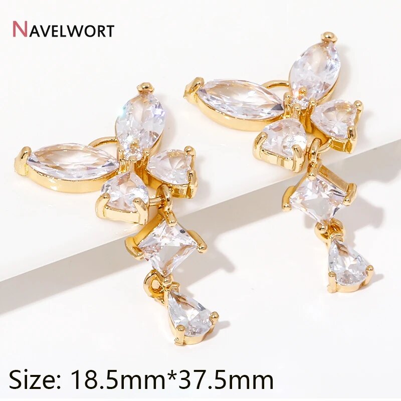Золотые подвески-бабочки NAVELWORT 2 pieces, 18K gold plated