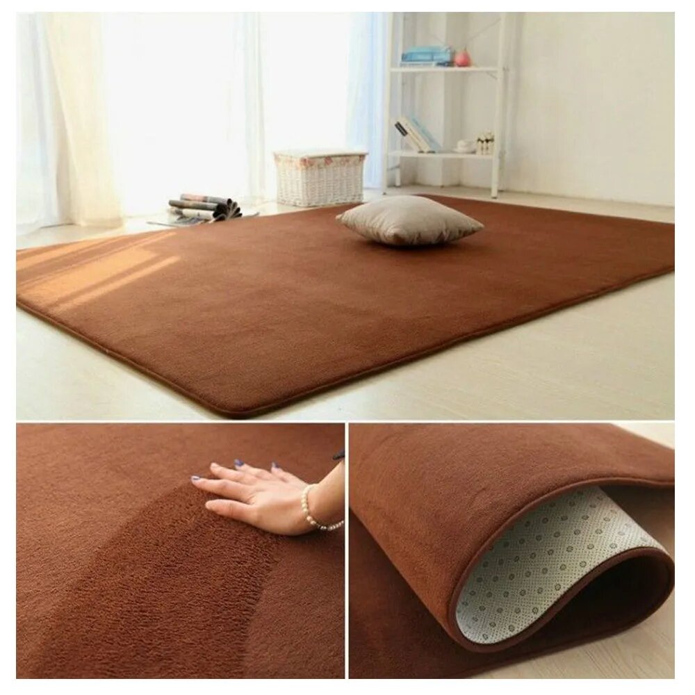Коралловый бархатный ковёр Коричневый, 100x200cm, carpets-brown