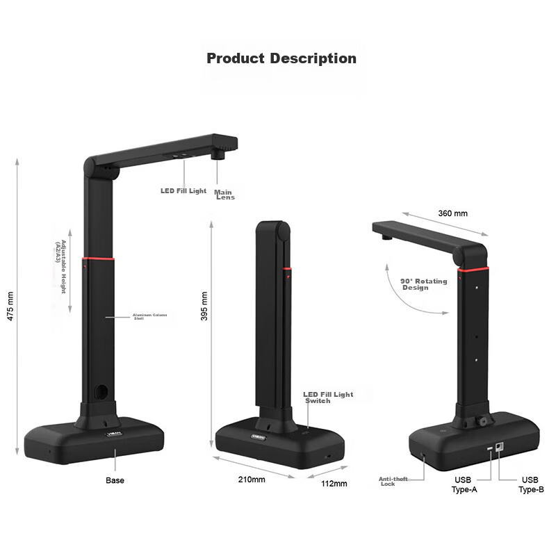 Сканер VIISAN S21, фотоаппаратный, широкоформатный A2, USB, черный