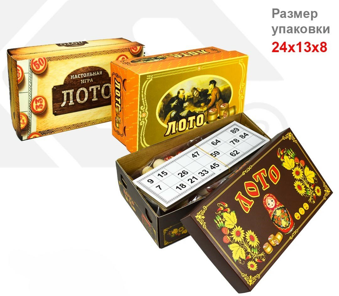 Русское лото настольная игра "Матрешка", бочонок 2.7 х 2.1 см, 24 карточки 21.4 х 7.9 см, коробка микс
