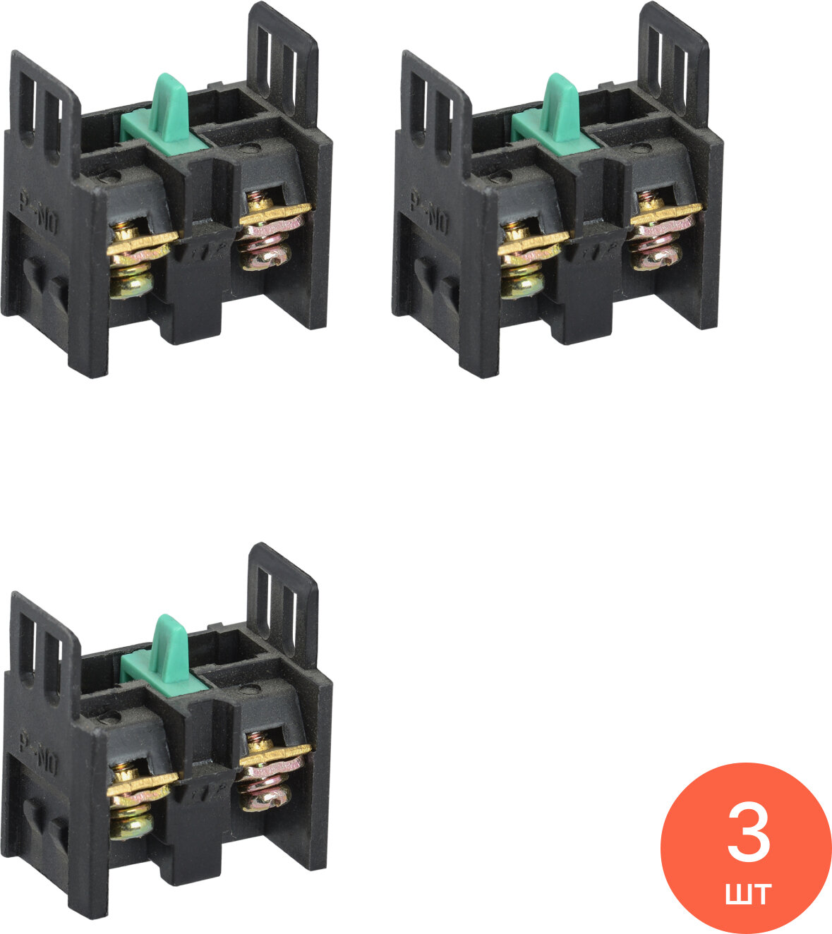 Дополнительный контакт IEK / ИЕК для светосигнальной арматуры 1НО, черный, 10А / электрика (комплект из 3 шт)