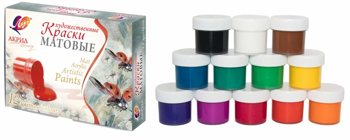 Краски акриловые 12цв. 20мл матов. худож. 29С 1747-08