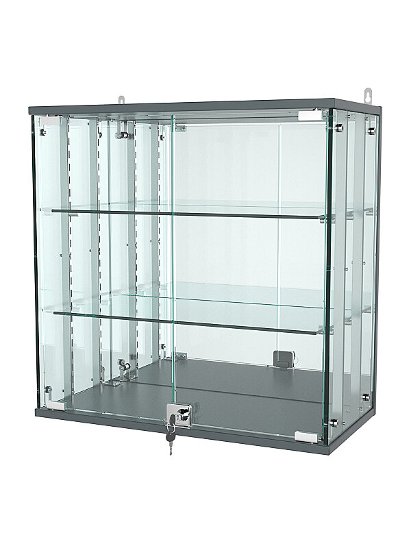 Витрина "атриум" с регулировочными полками настенная №1-5Г-РЕГ, Темно-Серый