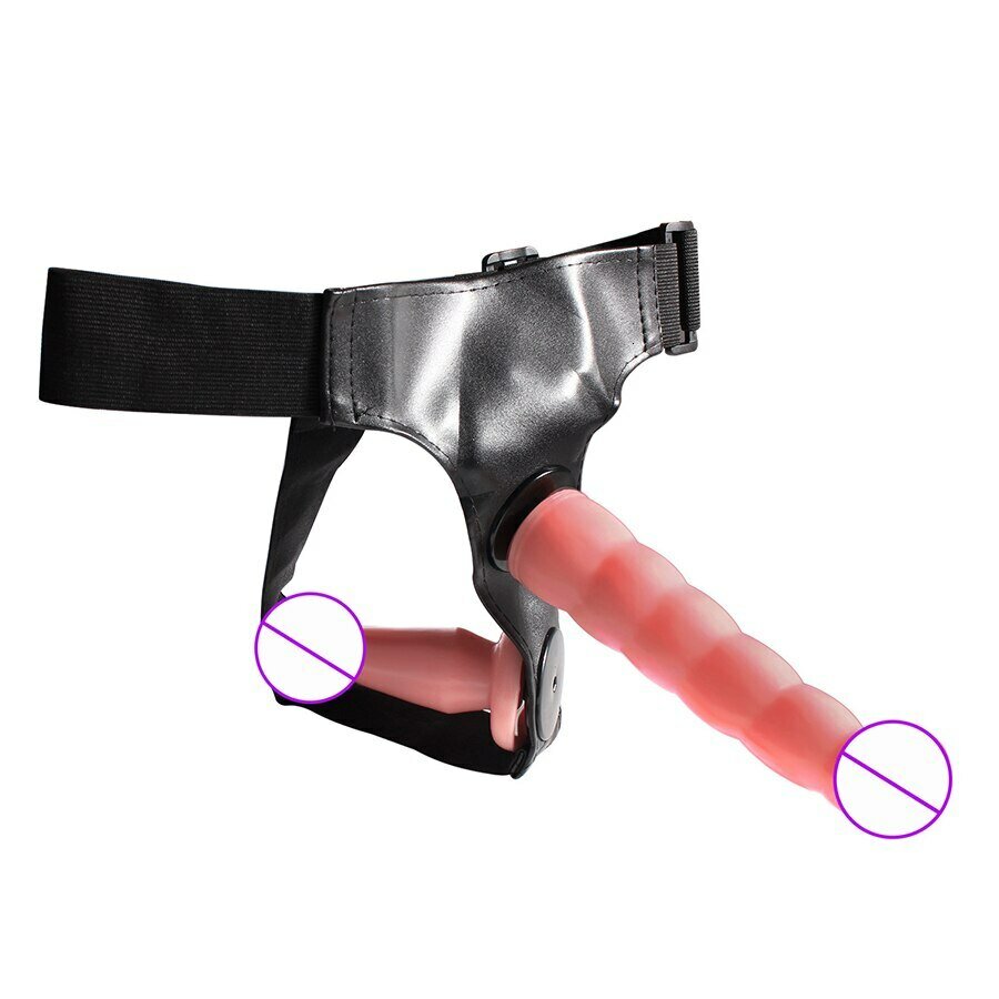 Большой двойной фаллоимитатор вибратор для Для женщин Вибрационный ремень на двойной фаллоимитаторы для лесбиянок страпонпенис с ремня через одно плечо