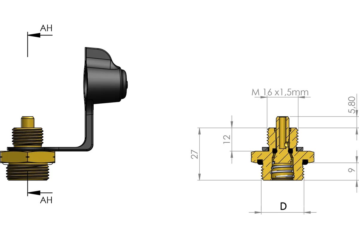 ORPASAN ORP 4016 клапан контр. вывода M16x1.5 для автоматизированных трубопроводных систем
