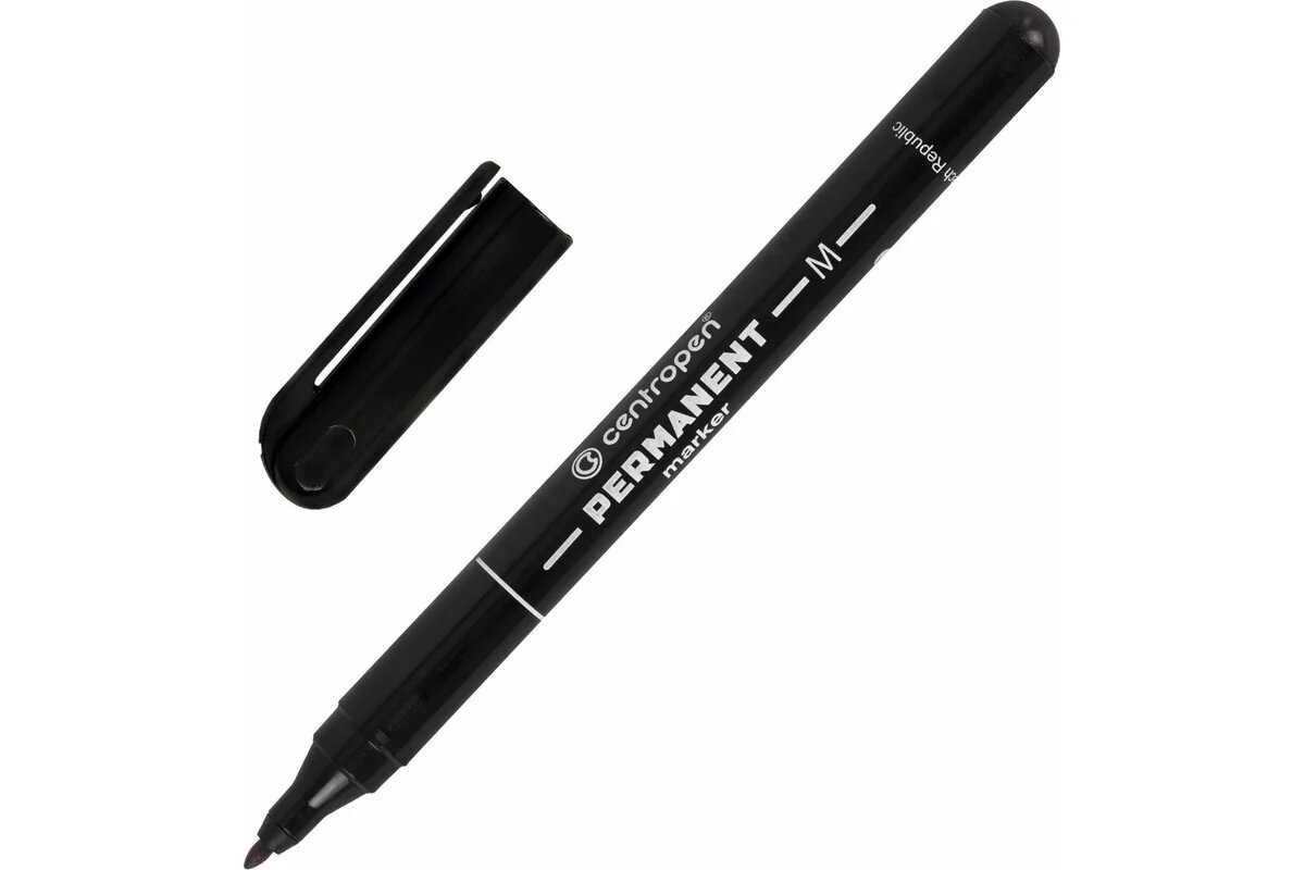 CENTROPEN 2846 маркер перманентный черный, тонкий наконечник 1 мм, набор 6 шт