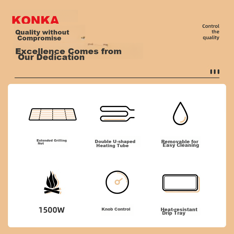 KONKA Electric Grill, Meat Roasting Pot, Electric Griddle, Home Smokeless Non-Stick Electric Grill, Iron Plate Grill, Skewer Machine, Barbecue Grill, Barbecue Rack, KEG-W1506