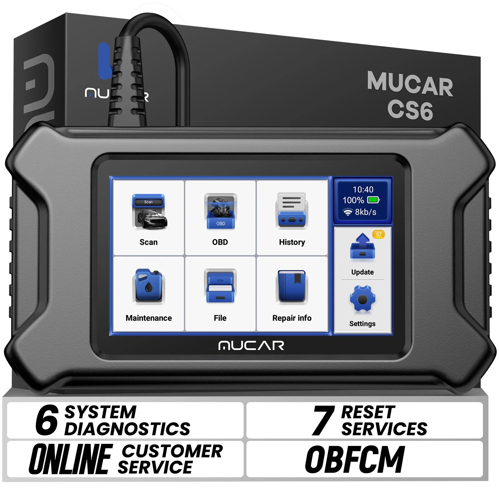 Сканер Mucar CS4 CS6 Obd2 Система ECM/SRS/ABS/TCM Сброс 5/7 Безлимитный автомобильный кодридер Автомобильные диагностические инструменты для 99% транспортных средств