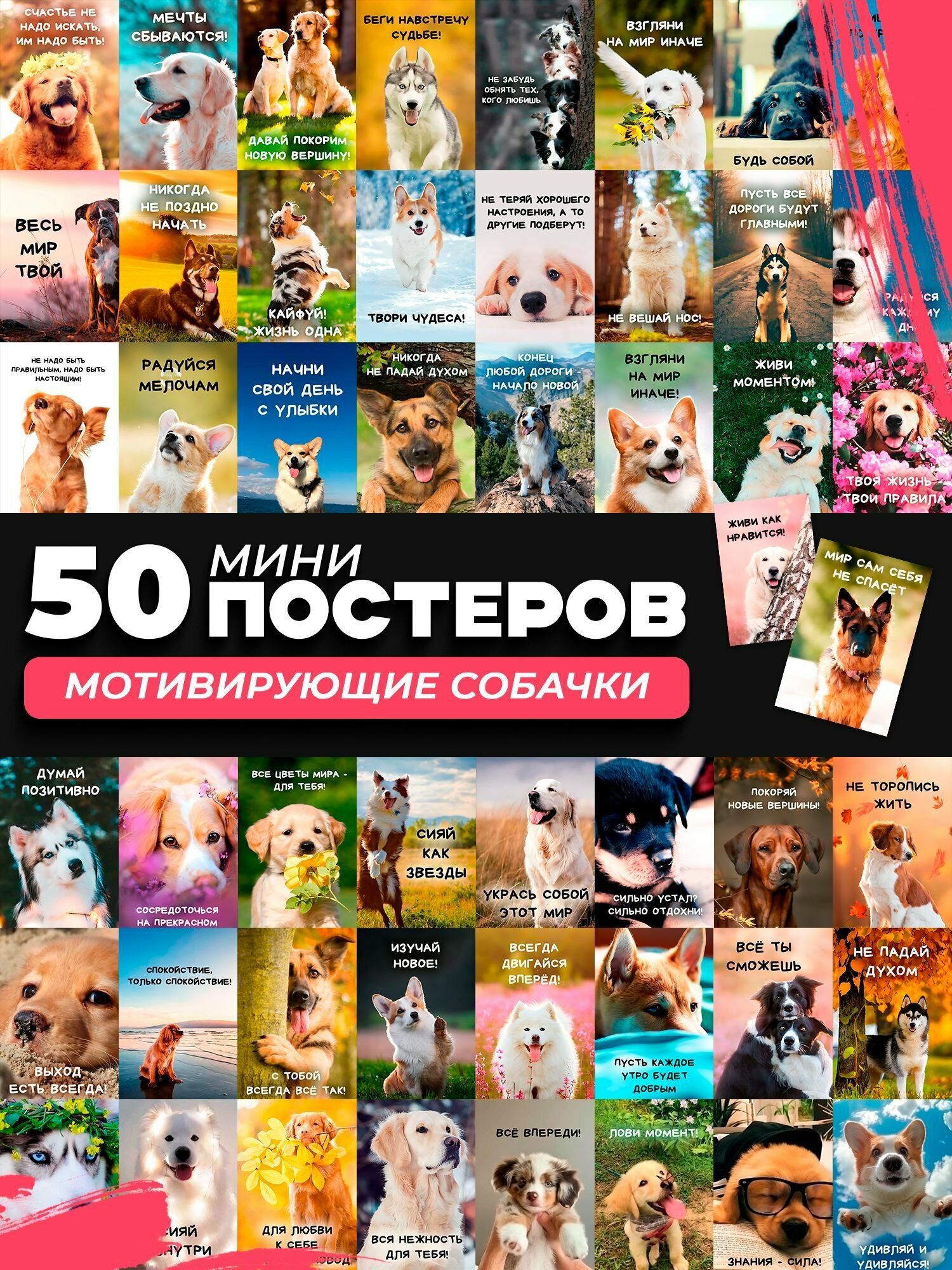 Мини постеры мотивирующие собачки