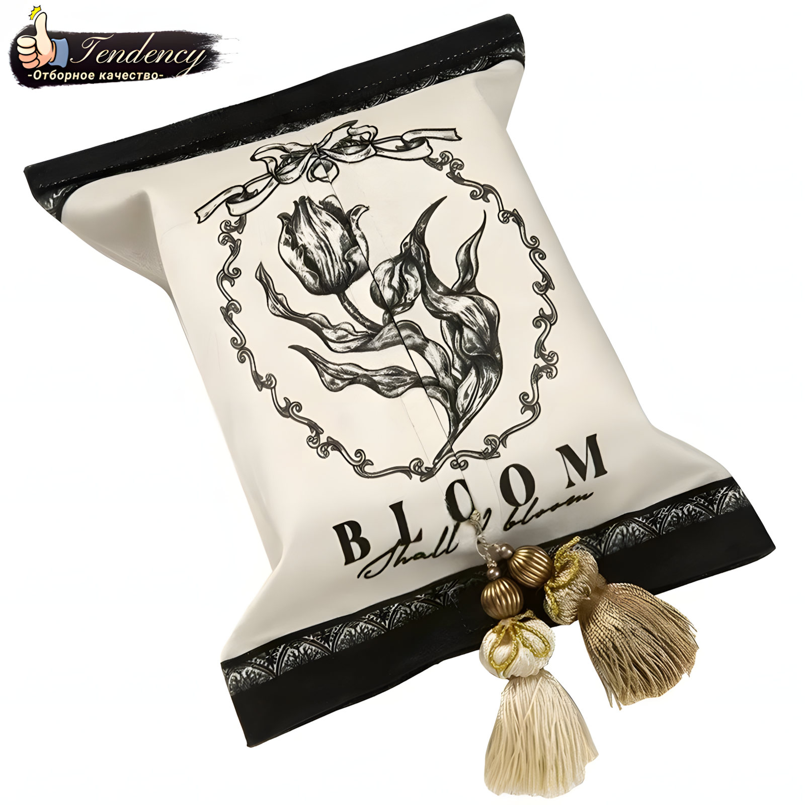 Бархатный держатель для салфеток Lilith, Коробка для салфеток, С бахромой, 18×24 см