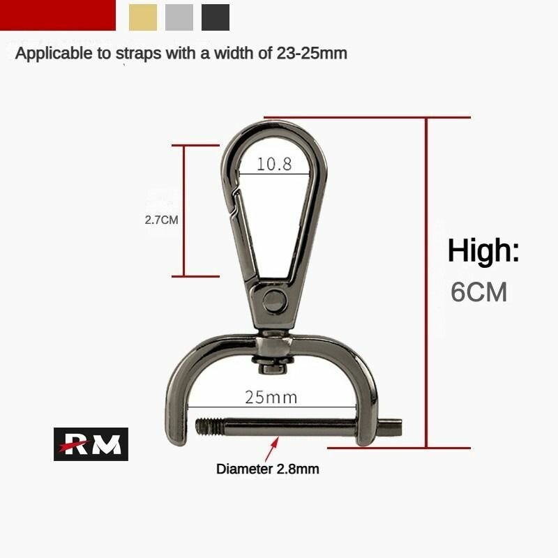 Съёмный металлический карабин для ремня сумки, прочная пряжка 25 мм для багажа и рюкзака, чёрная фурнитура, 2 шт в комплекте