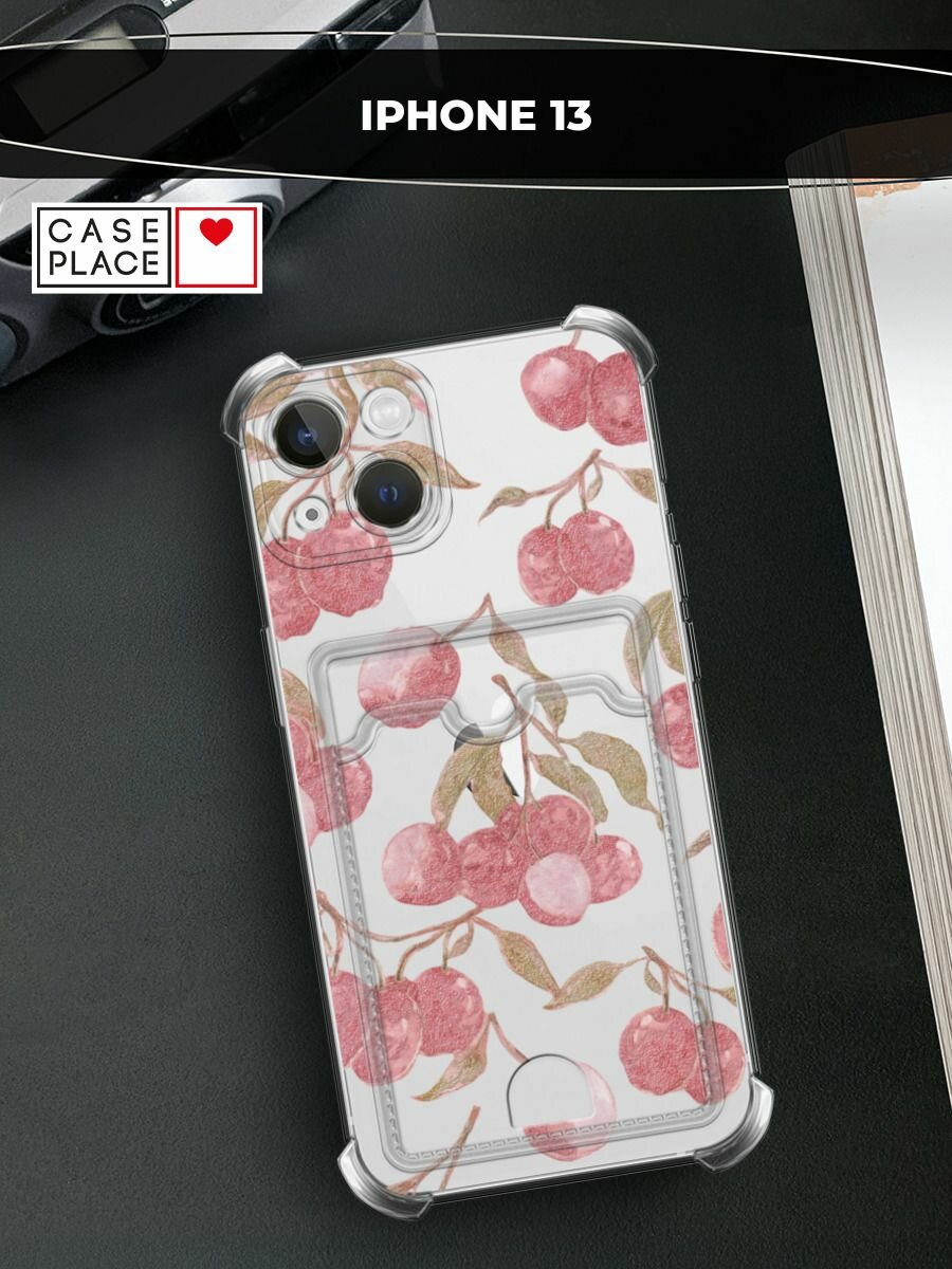 Чехол на Apple iPhone 13 (Айфон 13) с картой и принтом Сливы 2
