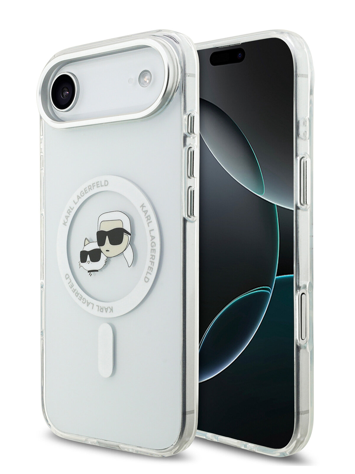 Чехол Karl Lagerfeld на iPhone Air, с магнитами MagSafe, с принтом IML Design, с защитным бортиком, белый