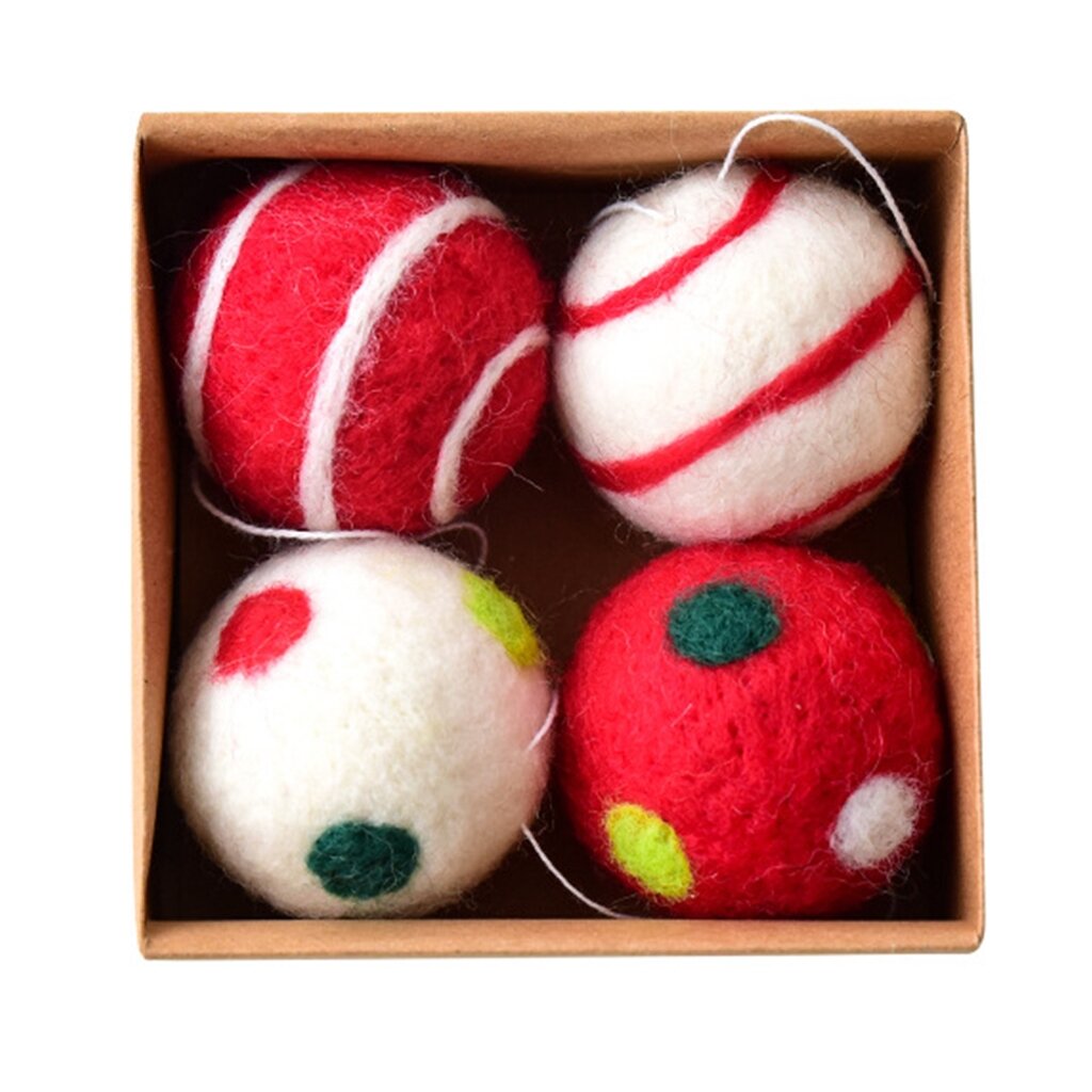 4 Рождественских Войлочных Шарика В Виде Снежинки, Подвесные Украшения для Праздничных Вечеринок