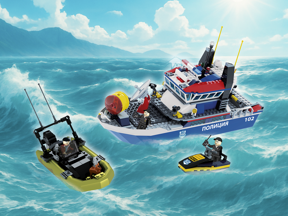 Конструктор Brick Labs Бриксити AB-1310 Конструктор Катер полиции «Операция Лосось»