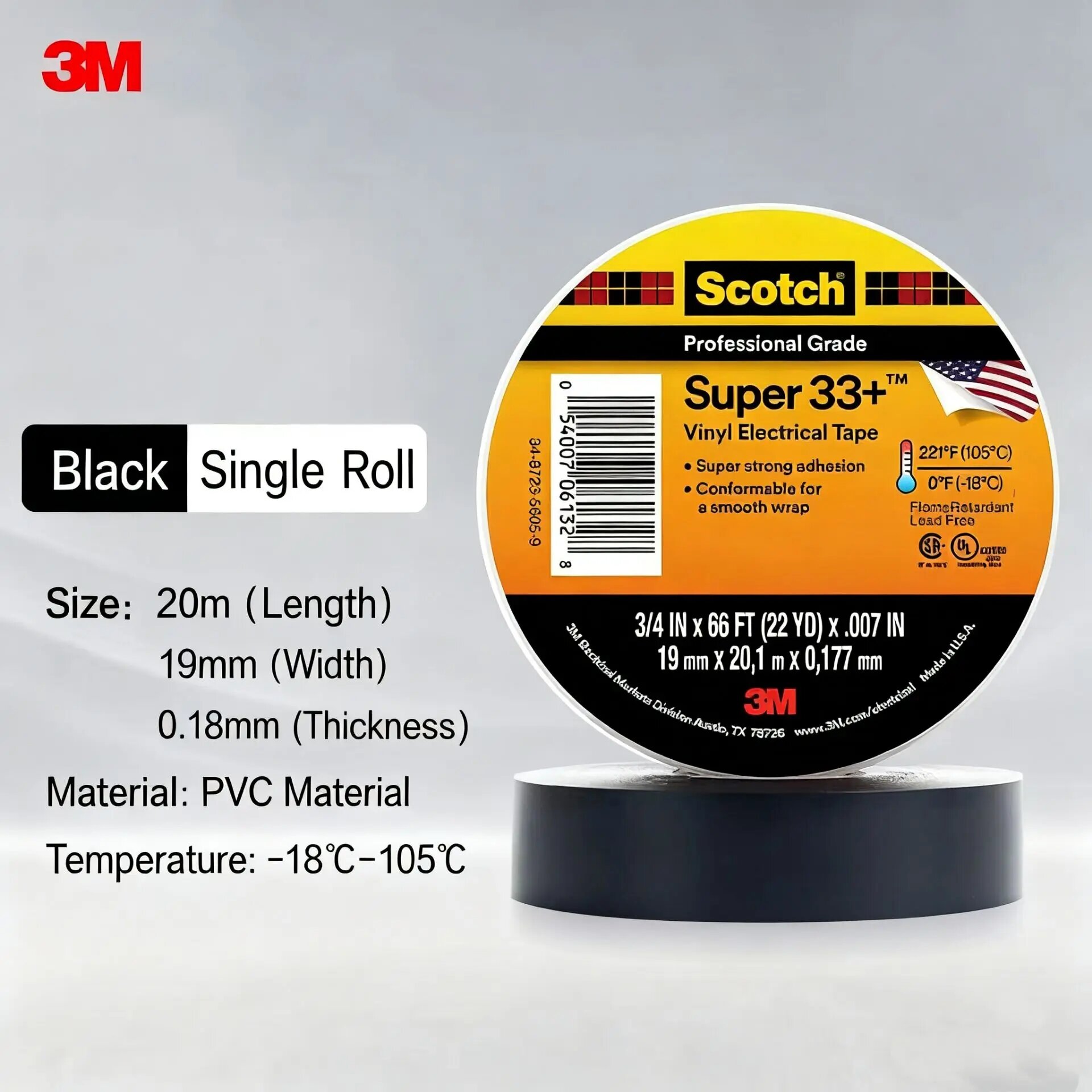 3M Scotch Super 35/33+ ПВХ изолента Black