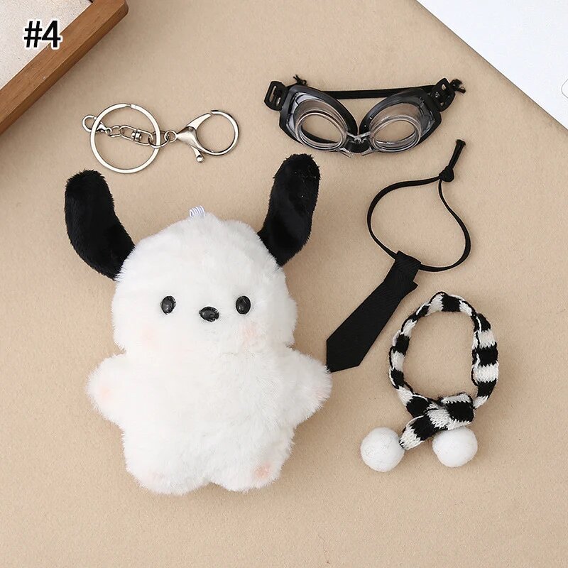 Kawaii плюшевый брелок с собакой Белый, A4 DIY Keychain