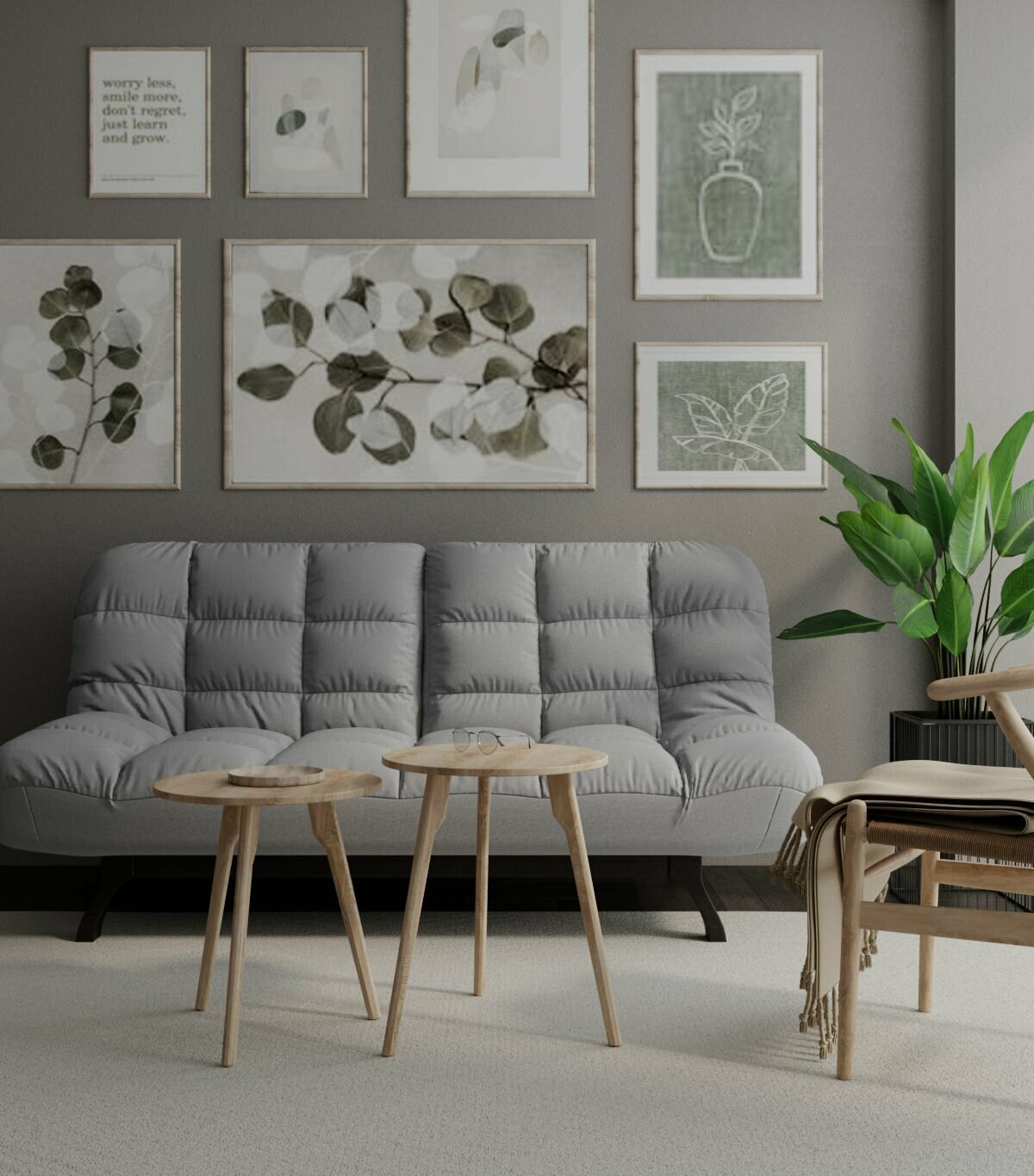 Диван прямой Тарли светло-серый