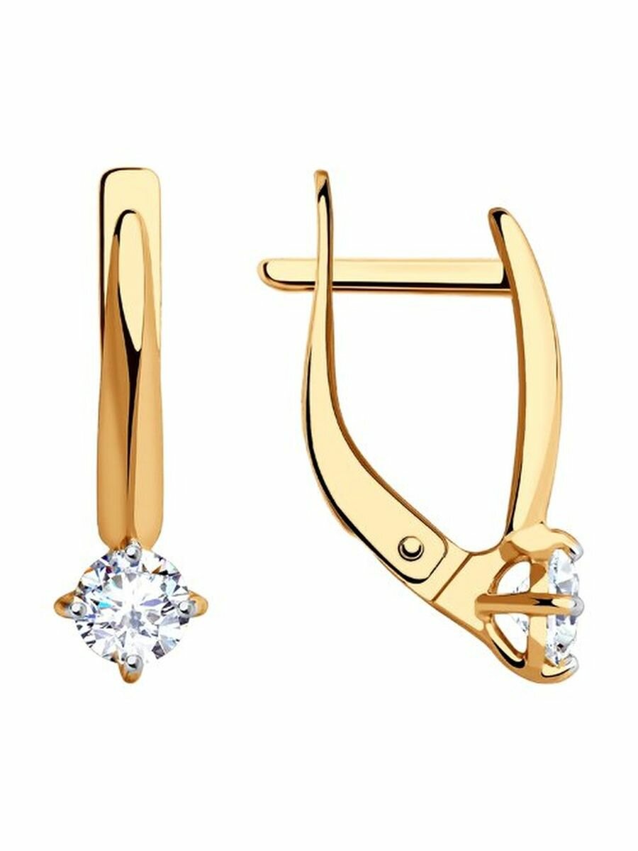 Серьги, красное золото, 375 проба, фианит