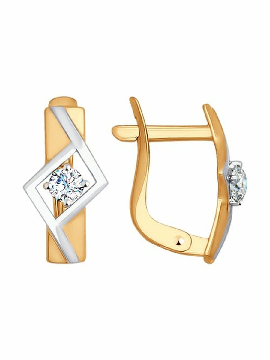 Серьги, красное золото, 375 проба, фианит