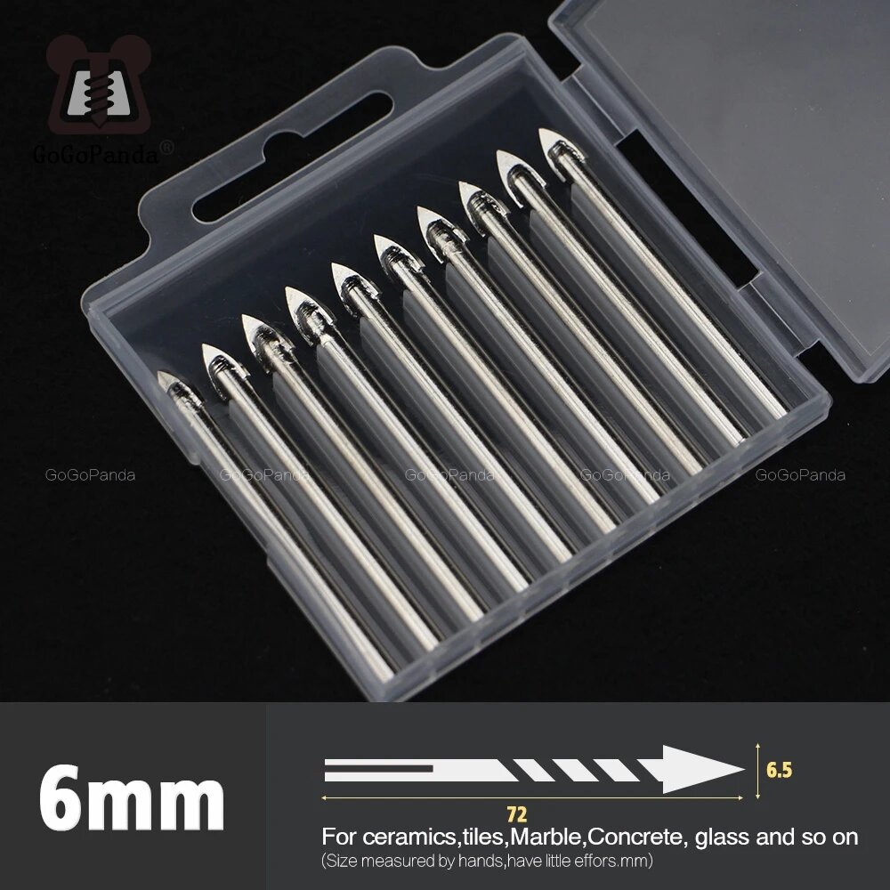 Треугольные сверла GoGoPanda для керамики 6 8 10 12 мм white-slotted-mm