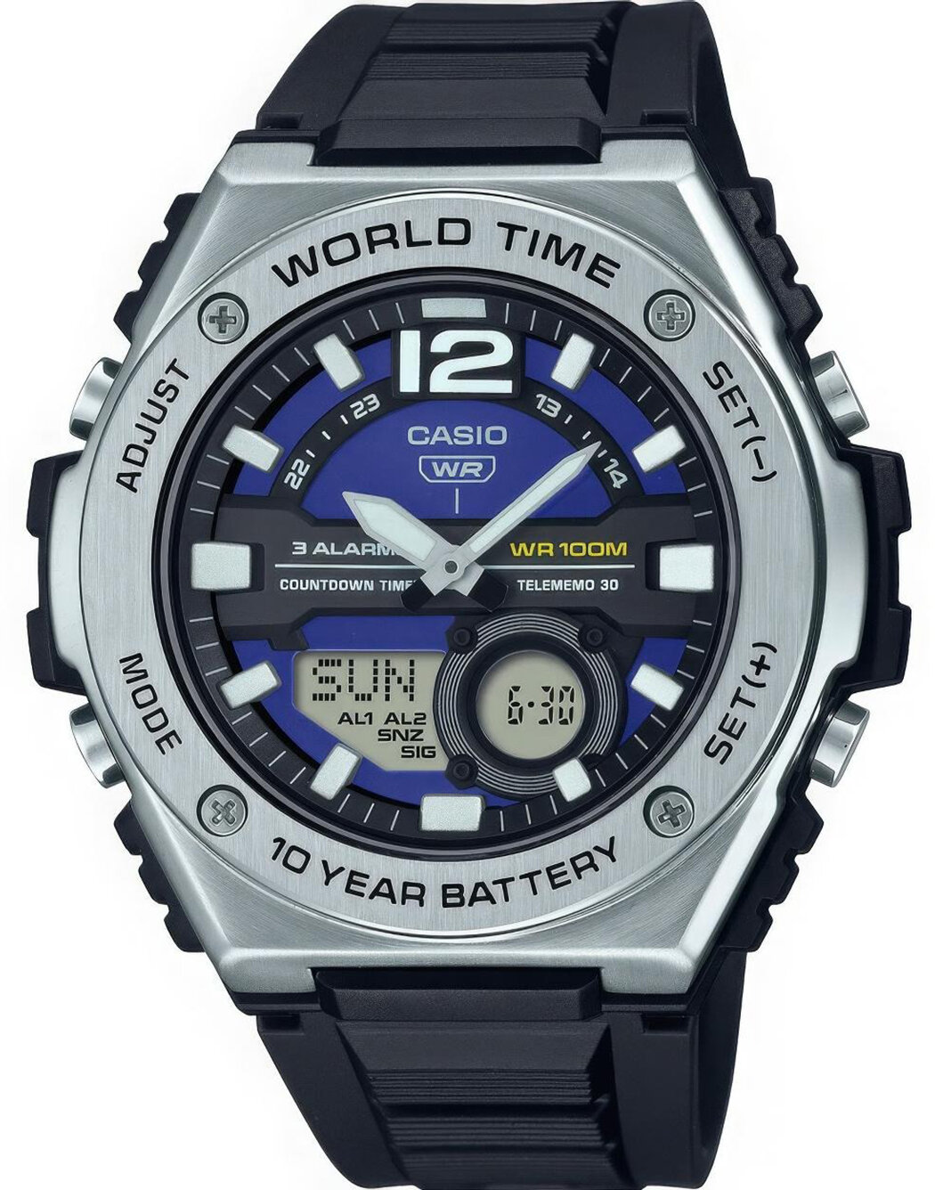 Наручные часы CASIO Collection, синий, серебряный, черный — фото 1