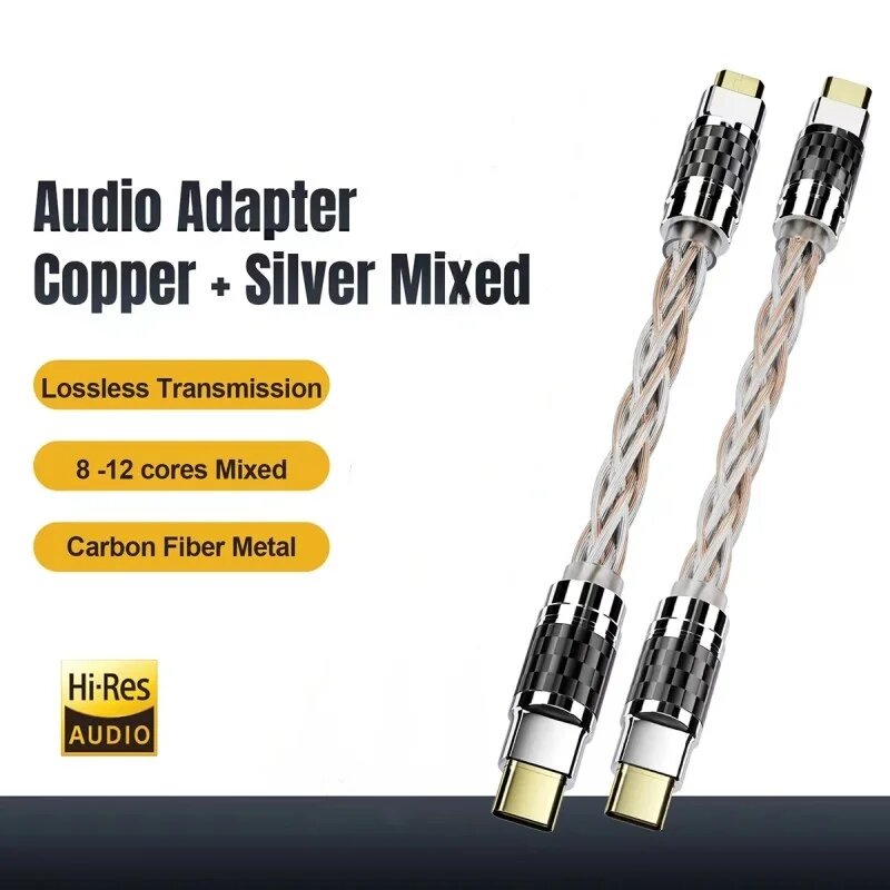 Аудиоадаптер Hedanp Type-C/Micro USB с усилителем звука из серебра