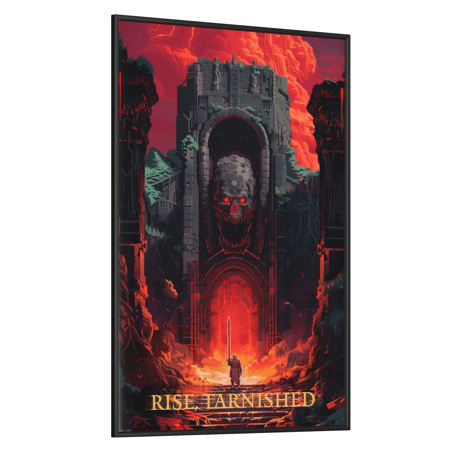Постер в рамке на стену DigitalRazor Elden Ring Edition Rise Tarnished 430x600mm, алый, оранжевый — фото 1