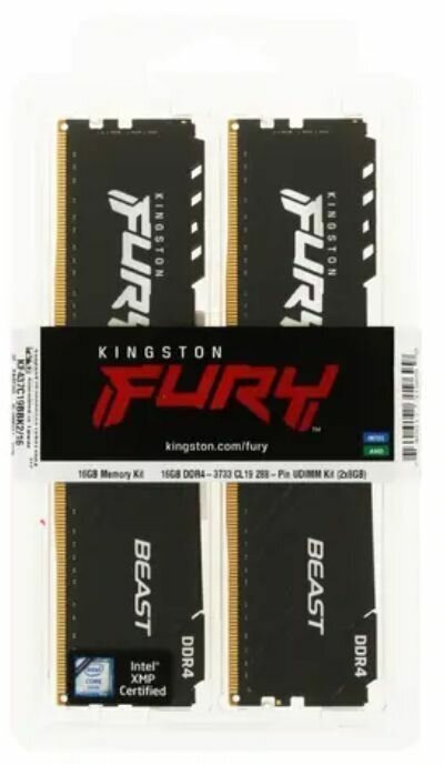 Оперативная память Kingston FURY Beast 64 ГБ (32 ГБ x 2 шт.) DDR4 3200 МГц DIMM CL16 KF432C16BBK2/64