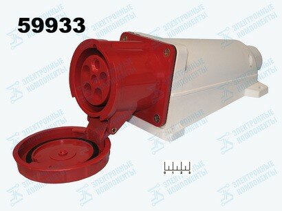 Разъем силовой гнездо 6pin 63A (135) накладной с крышкой Rexant 11-8917