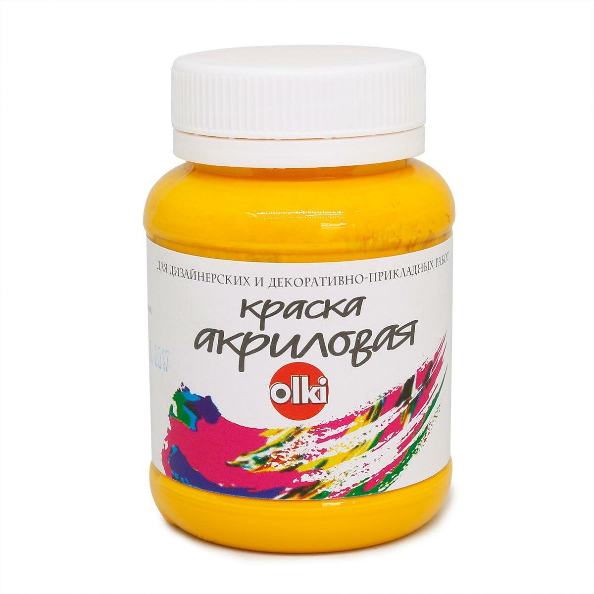 Акриловая краска Olki "Дизайн", желтая, 100 мл, 2513
