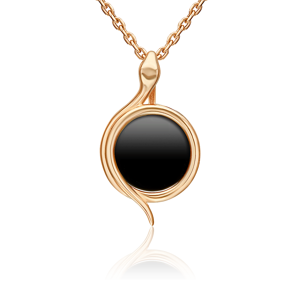 Подвеска, красное золото, 585 проба, оникс