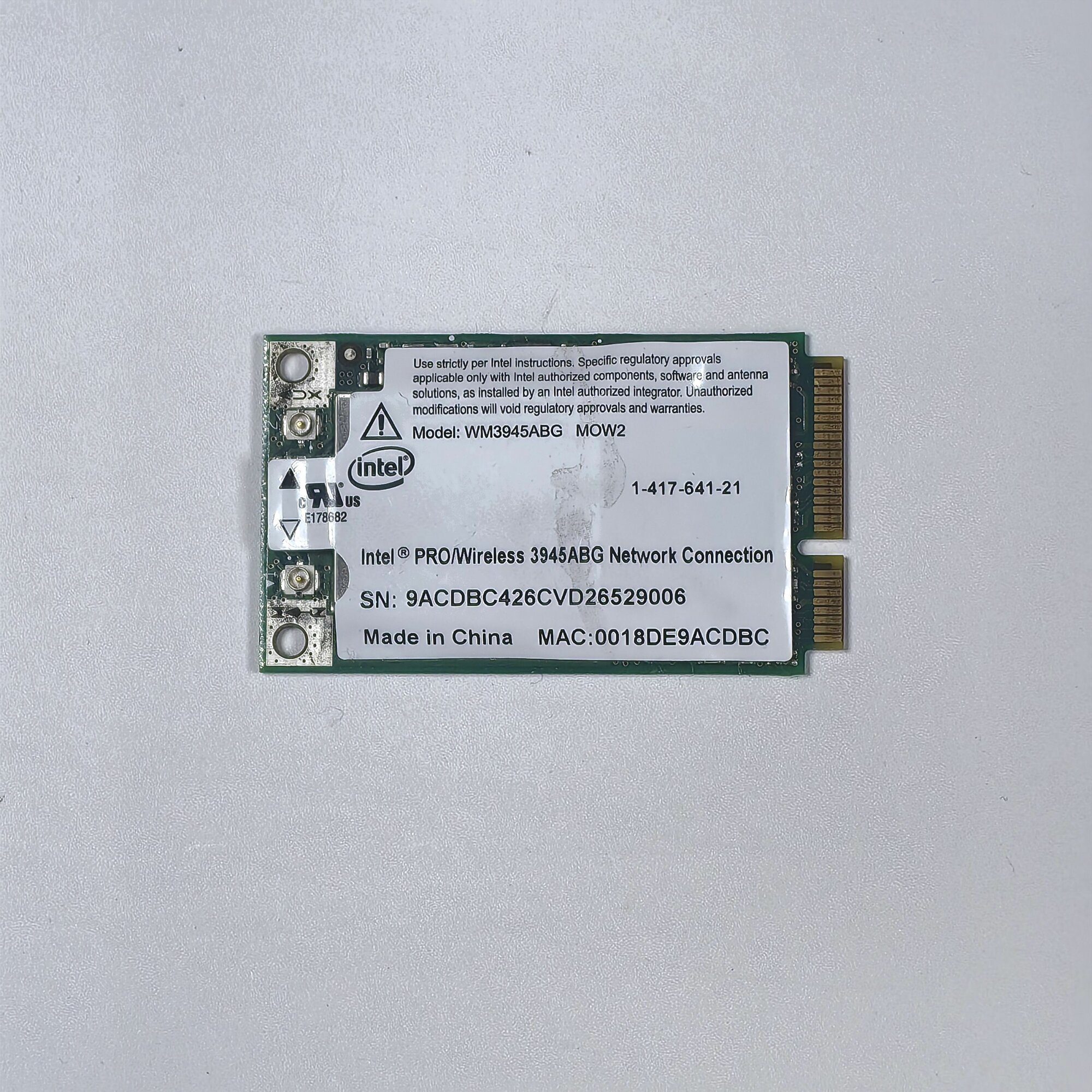 Модуль WiFi Intel WM3945ABG MOW2 ноутбука Sony VGN-C2ZR PCG-6R4P