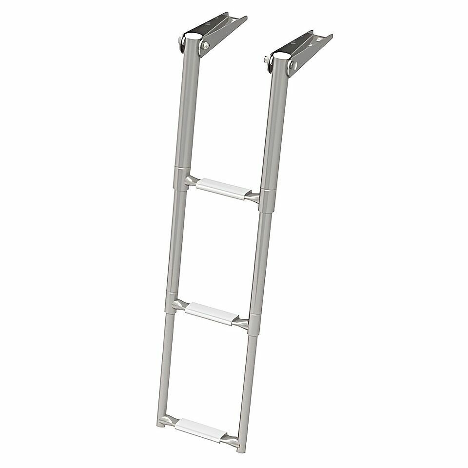 Трап телескопический складной узкий, 3 белых ступени (ширина 253 мм.) (10269480)
