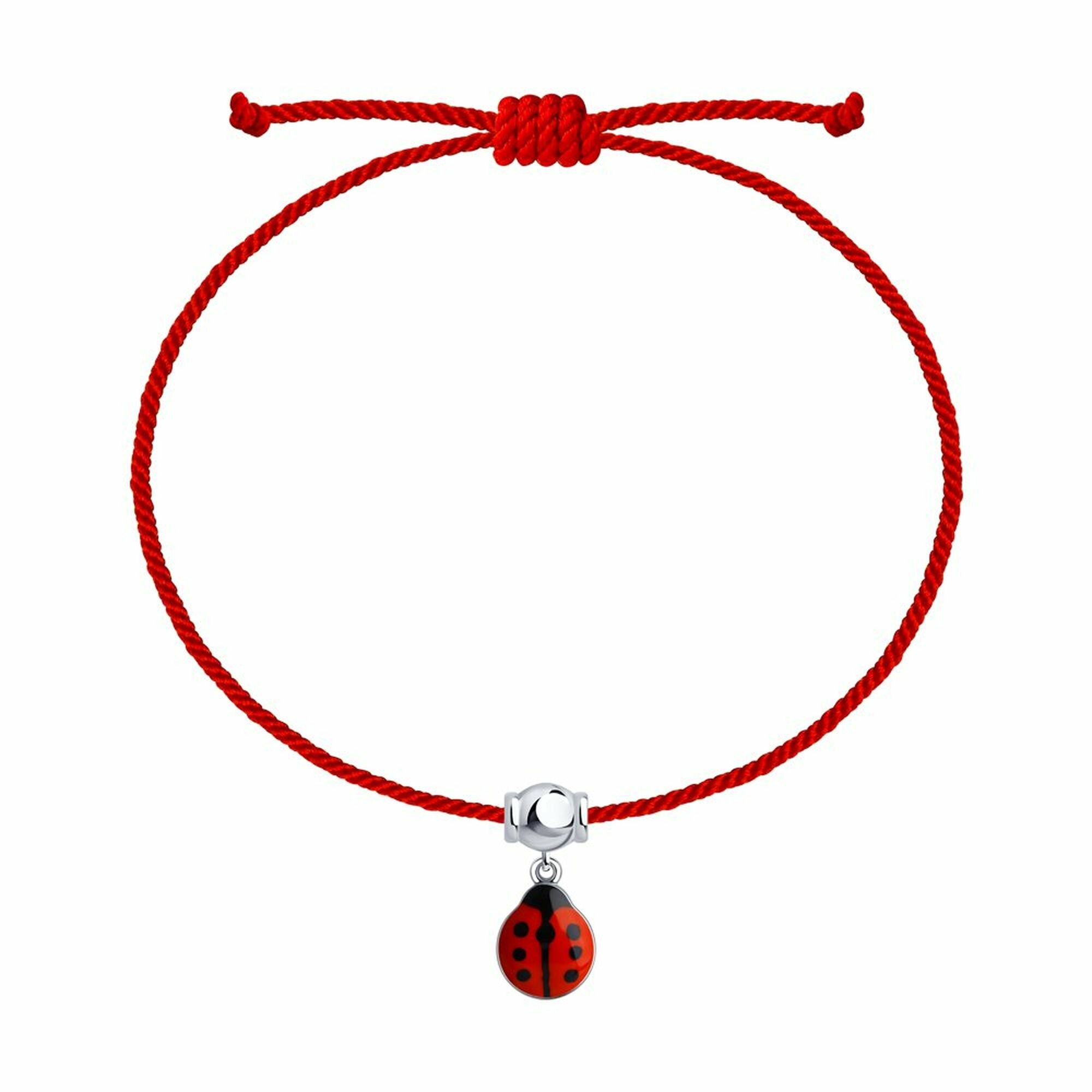 Браслет-нить Diamant online, серебро, 925 проба, родирование, эмаль