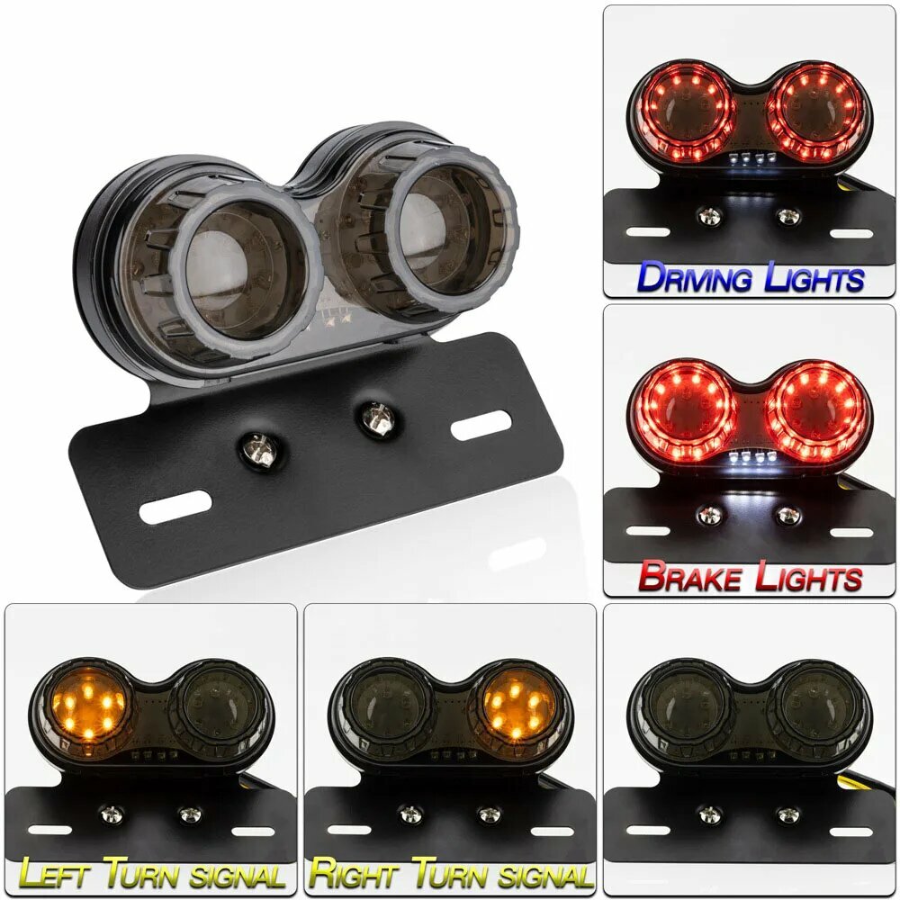 12V Универсальный мотоцикл светодиодный фонарь светильник изготовленный на заказ мотоцикл задний стоп-сигнал лампа номерного знака светильник поворотные сигнальные индикаторы для BMW Black