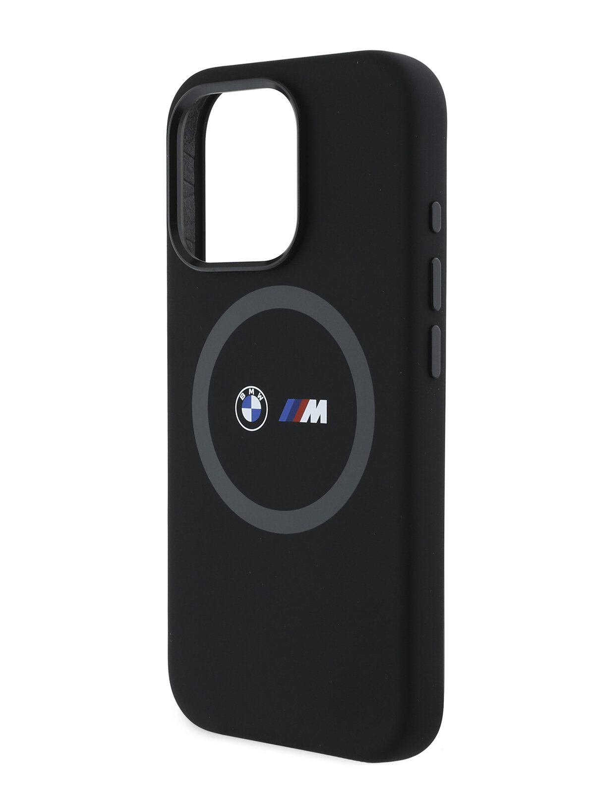 BMW для iPhone 16 Pro чехол M-Collection Liquid silicone Ring Metal camera Hard Black (MagSafe)