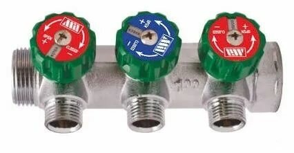 Коллектор регулирующий для водоснабжения Millennium 1" х 3/4" на 3 выхода под евроконус. Арт. MKRK31034