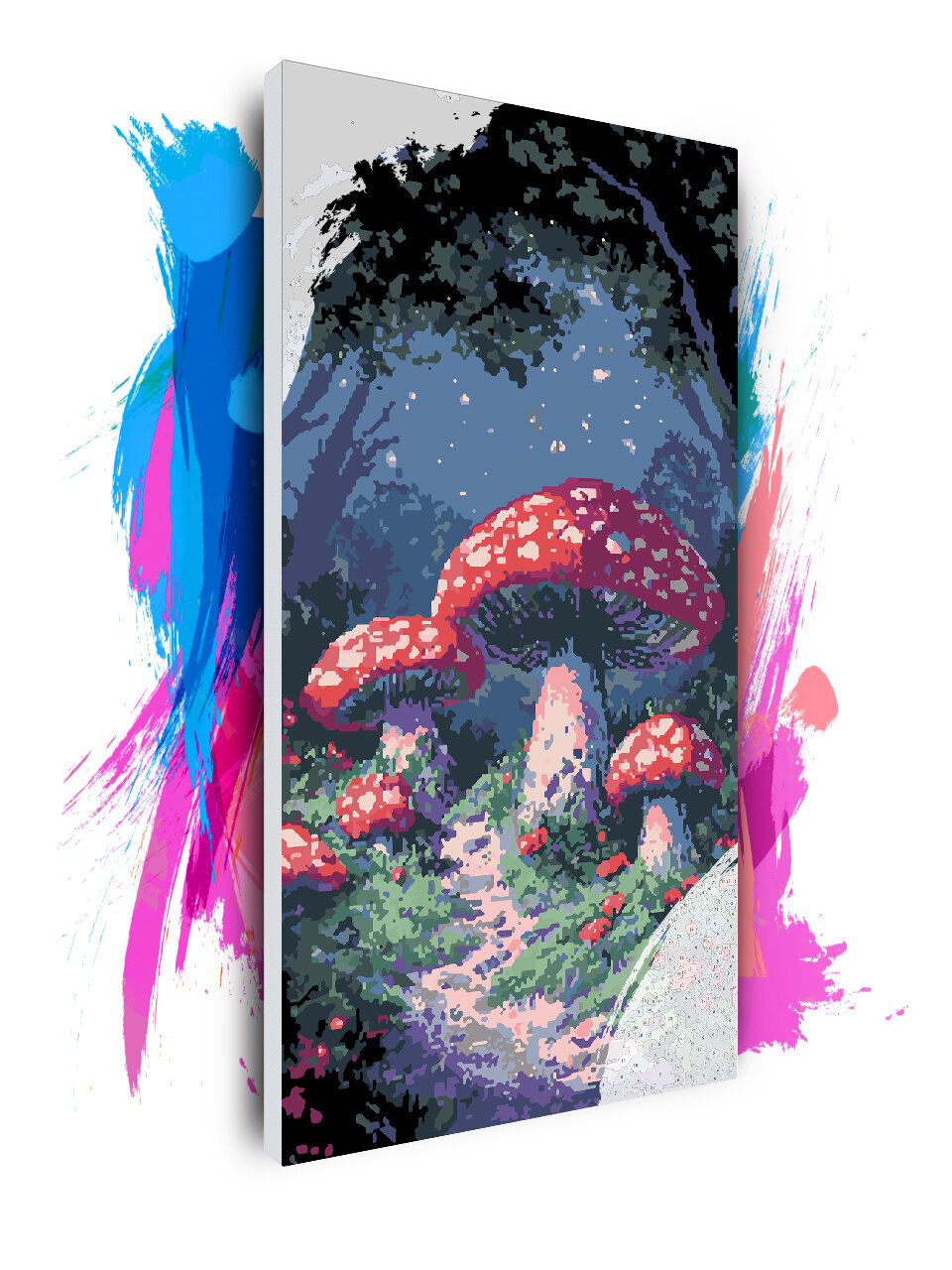 Картина по номерам на холсте Пиксельные мухоморы, 30 х 60 см