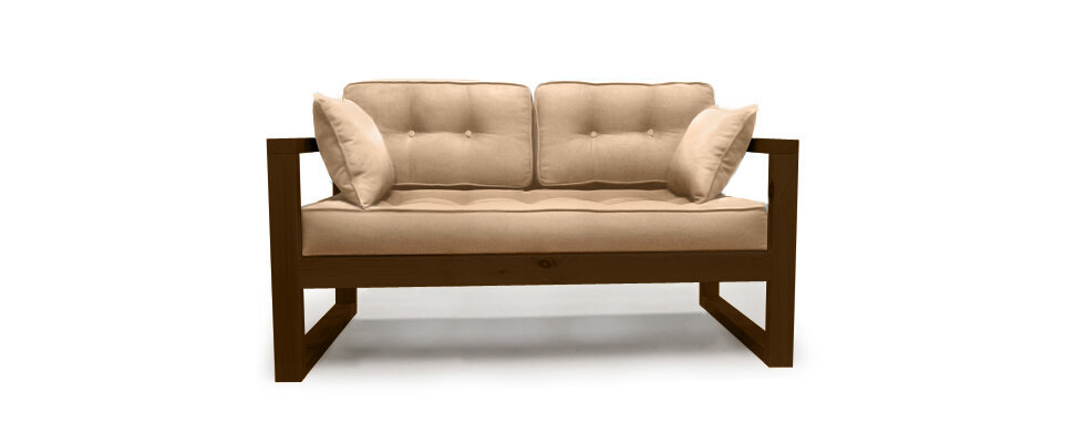 Диван двухместный DEmoku Экокожа Д-2 ЭТБ-Т (цвет экокожи: бежевый, цвет дерева: темный дуб)