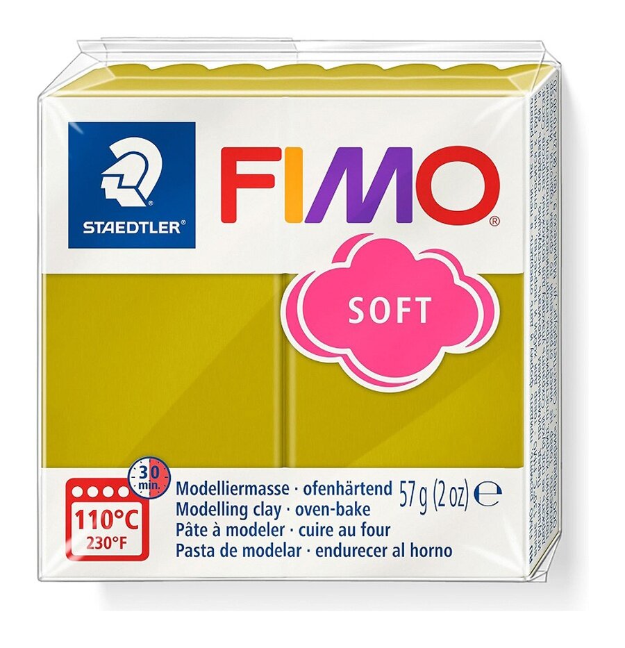 Полимерная глина FIMO "Soft", цвет пляжная трава, 55х55х15 мм, 57 г