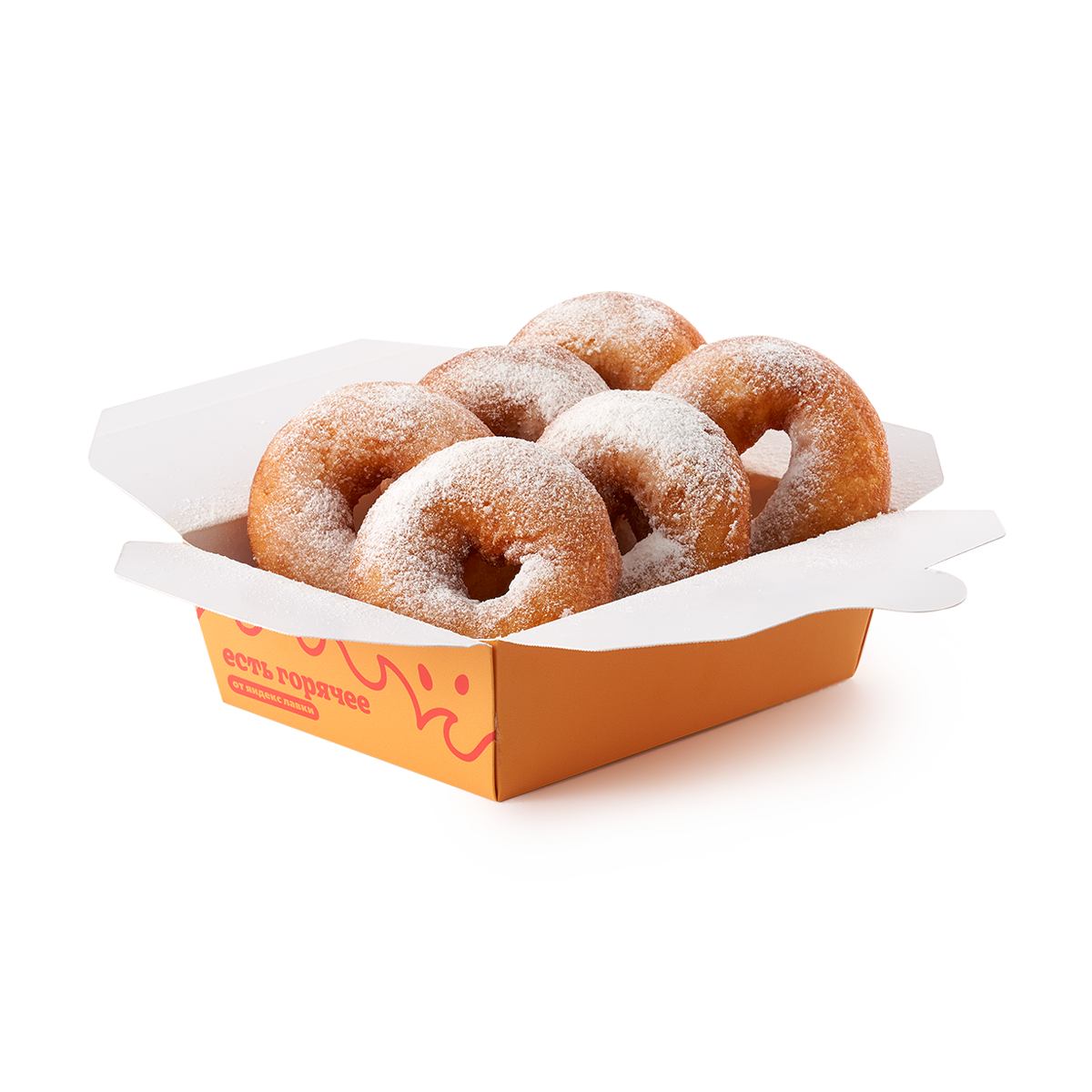 Пончики "Есть Горячее", с сахарной пудрой, 6 шт, 245 граммов, 1 упак.