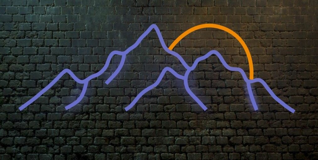 Неоновая вывеска Горы, акриловый плафон, синий свет, ручной работы, 24x66 см