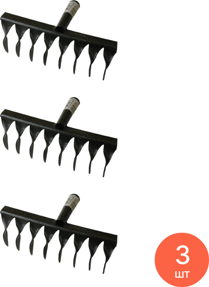 Грабли Павлово витые 12 зубьев, без черенка, 38см / садовый инструмент (комплект из 3 шт)