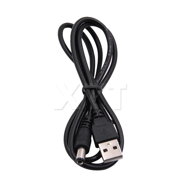 USB-кабель с разъемом 5.5 x 2.1 мм 5V DC, черный, 1 м, для небольших электронных устройств