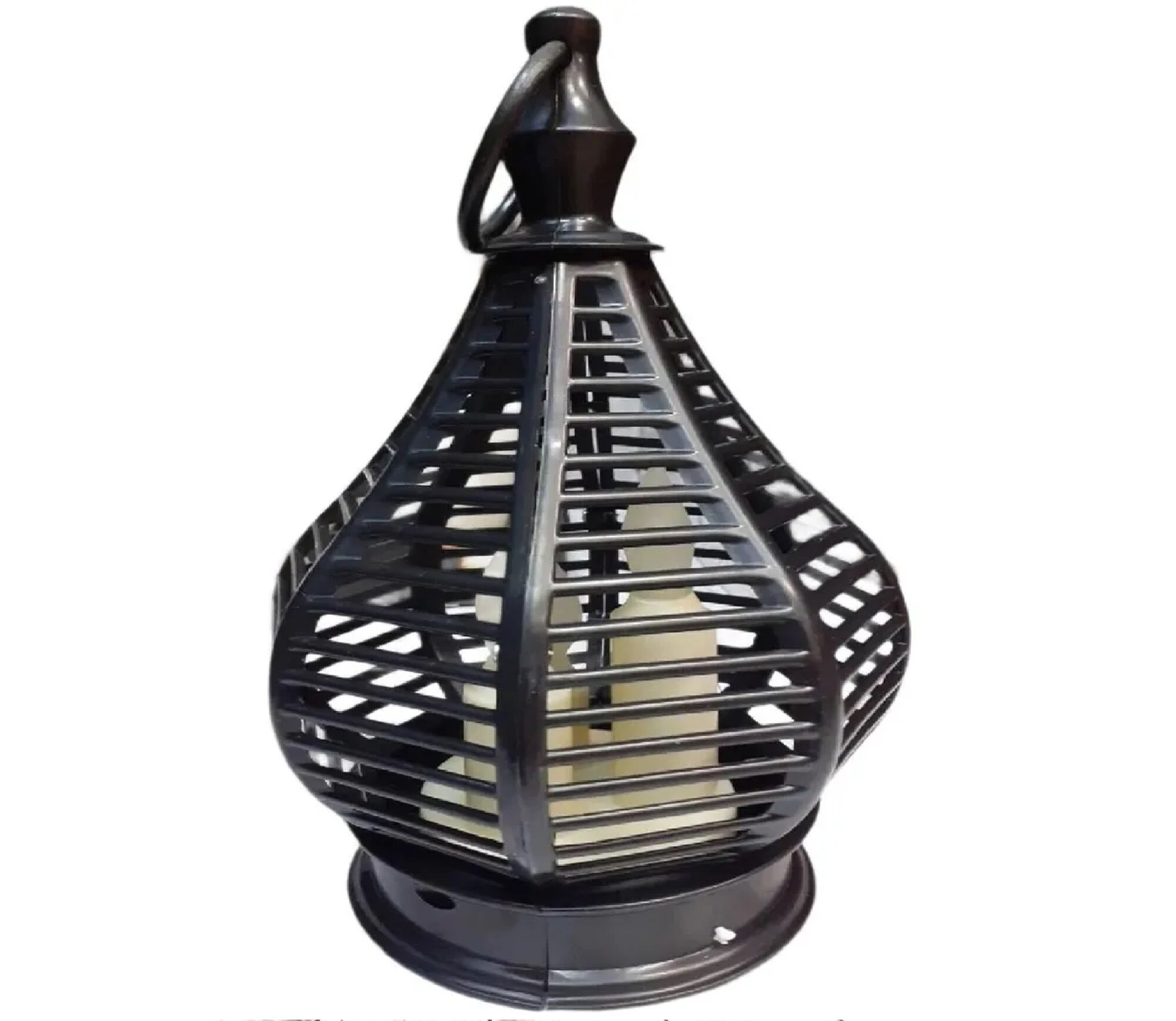 Фонарь LED HOME "Луковка" арт.1107, черный, с 3 свечами, питание от батареек, 30см