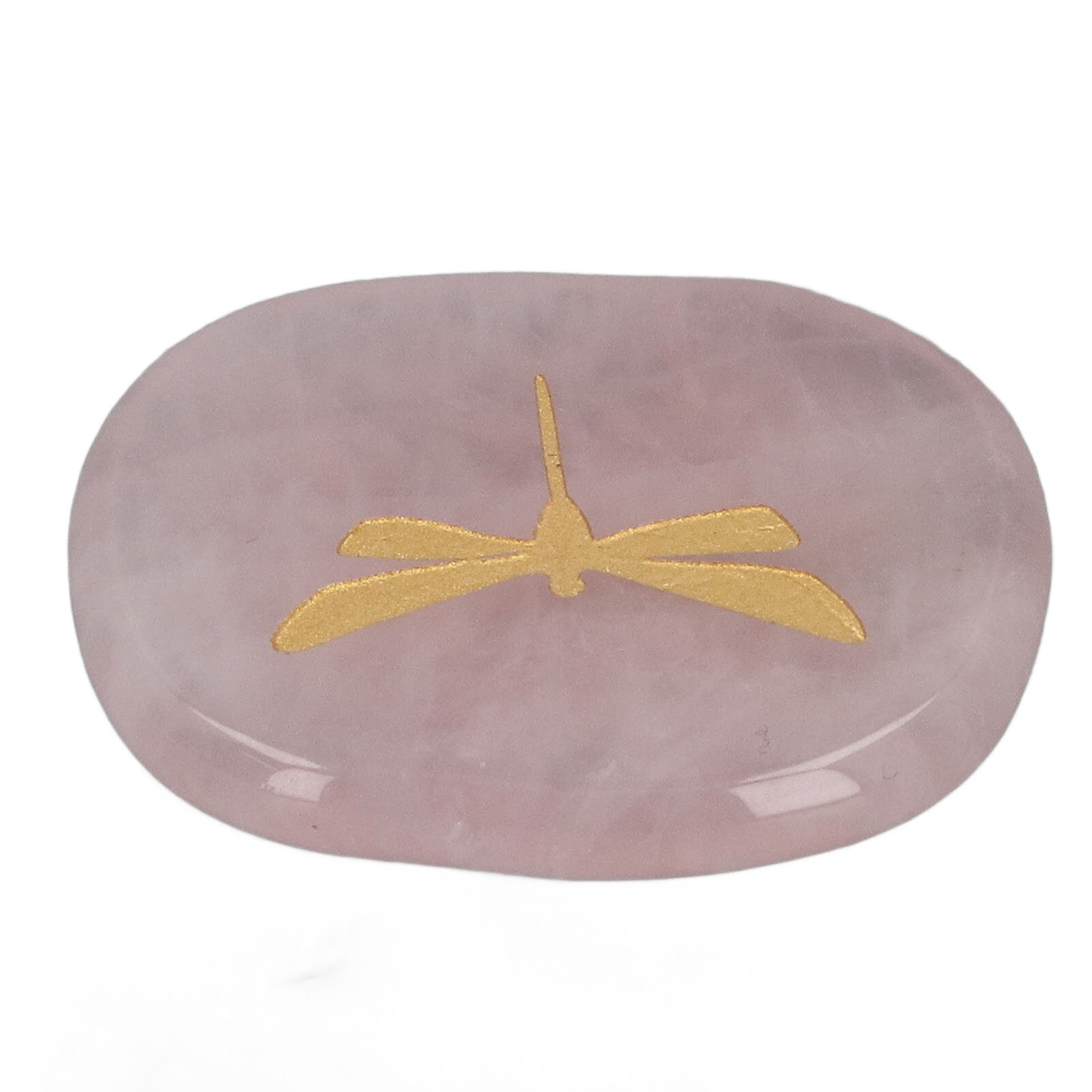 Камень для беспокойства, золотистый цвет, резная стрекоза, гладкая поверхность, расслабляющий и успокаивающий, балансирующий камень розового цвета