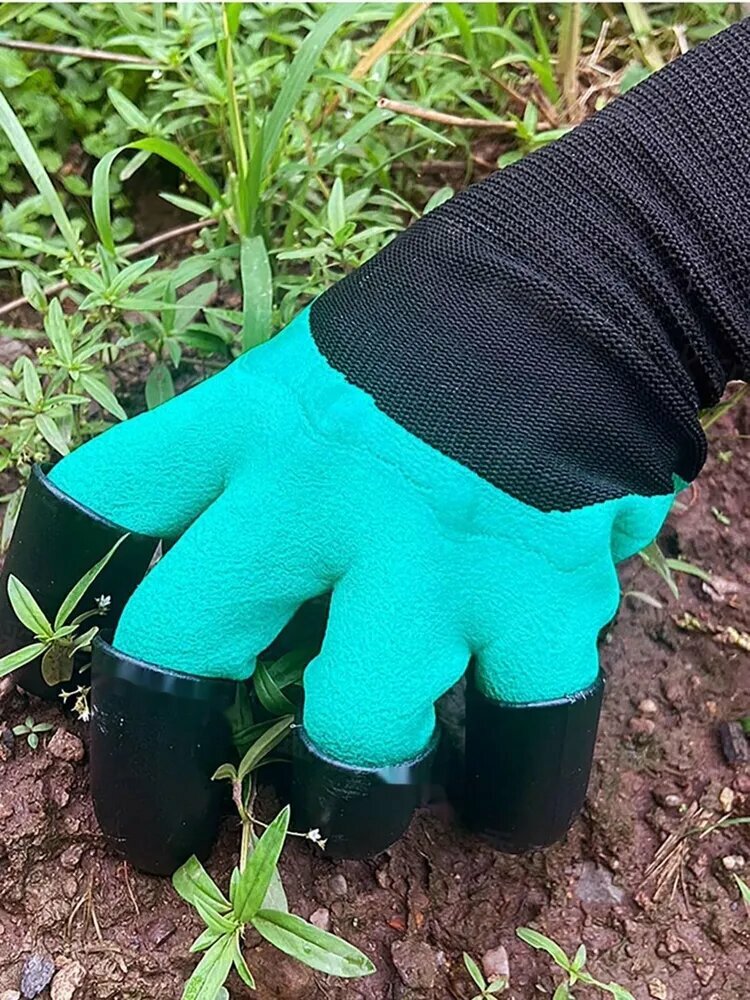 Перчатки садовые, с когтями, лубяное волокно, размер универсальный, 1 пара, зеленые